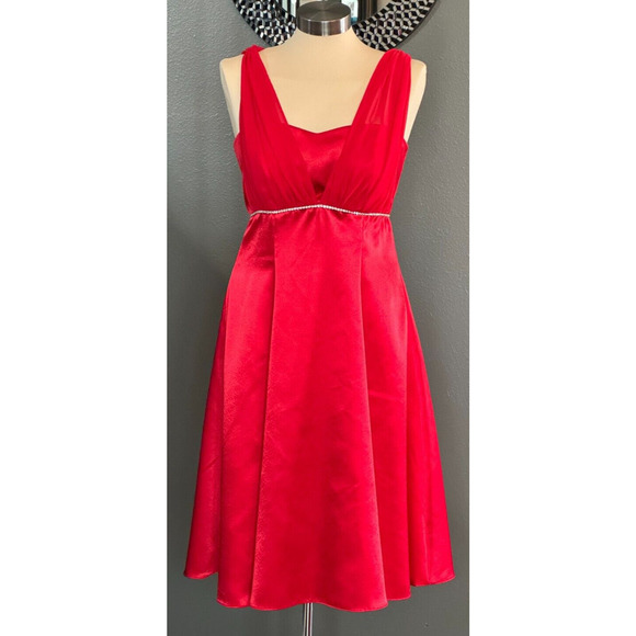 Stage Accents | Dresses | Womens Red Polyester Satin Dress Party Formal ...